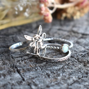 Fairy Ring, Forest Fairy Ring, Silver Fairy Ring, Silver Rings, Opal ...