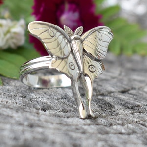 Luna Moth Ring Moth Ring Sterling Silver Ring Silver Moth | Etsy