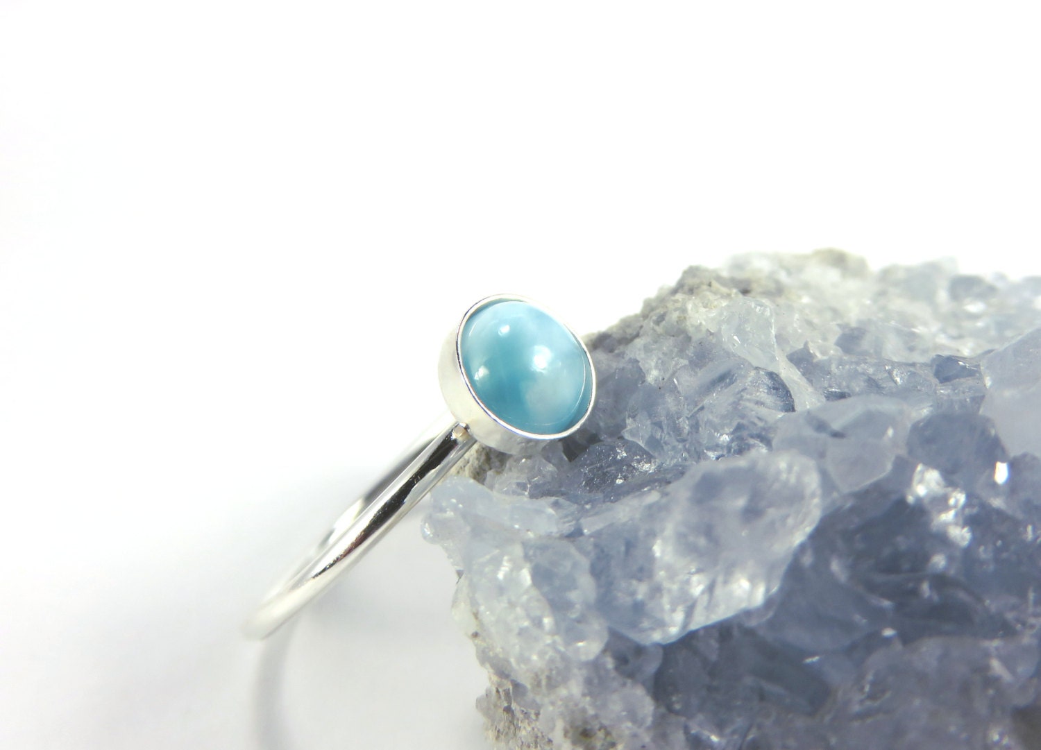 Larimar Ring Silver Larimar Ring Silver Stacking Ring | Etsy