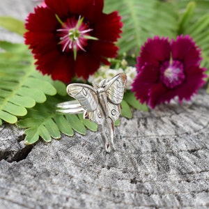 Luna Moth Ring, Moth Ring, Sterling Silver Ring, Silver Moth Ring, Luna ...