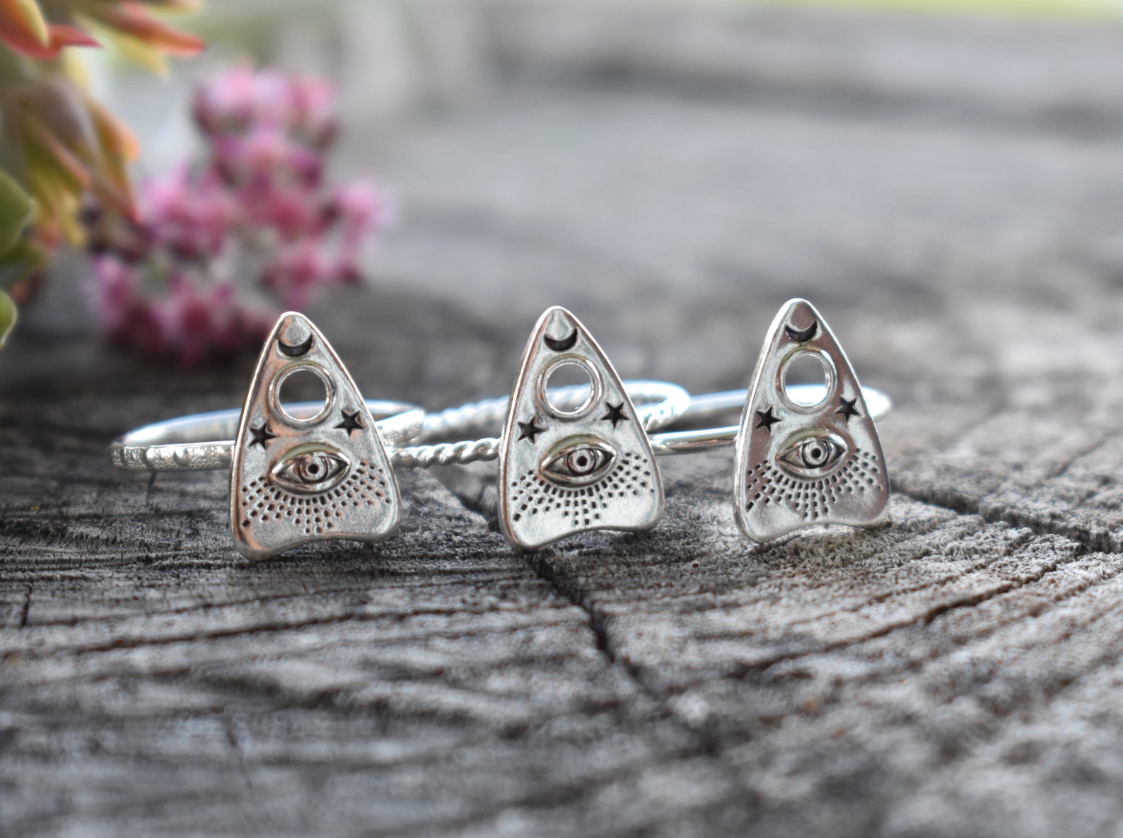 Planchette Ring, Ouija Ring, Moon and Star Ring, Planchette Jewelry ...