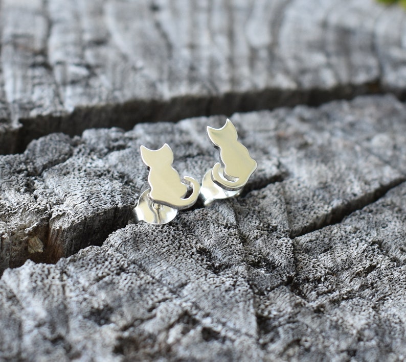 Kitty Studs, Cat Studs, Cat Earrings, Cat Stud Earrings, Cat Jewelry ...