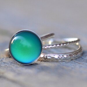 Mood Ring Mood Stone Rings Silver Rings Mood Ring Set Boho - Etsy