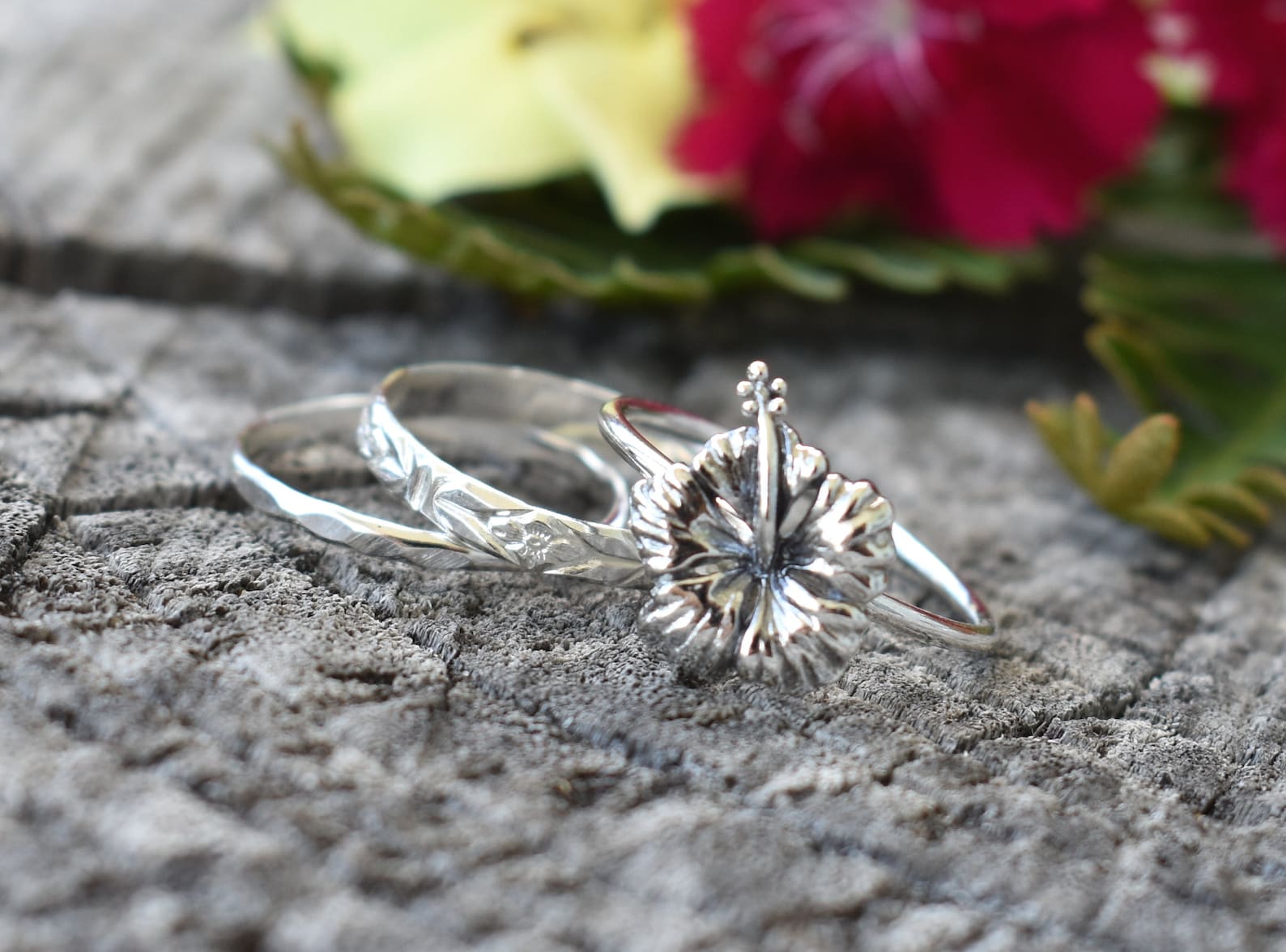 Hibiscus Ring, Hawaiian Hibiscus Ring, Silver Flower Ring, Flower Rings ...