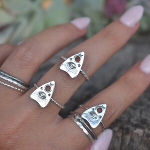 Planchette Ring, Ouija Ring, Moon and Star Ring, Planchette Jewelry ...