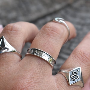 Mountain Range Ring, Forest Tree Ring, Sterling Silver Mountain and ...