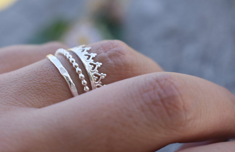 Princess Ring Crown Ring Crown Stacking Set Sterling silver | Etsy