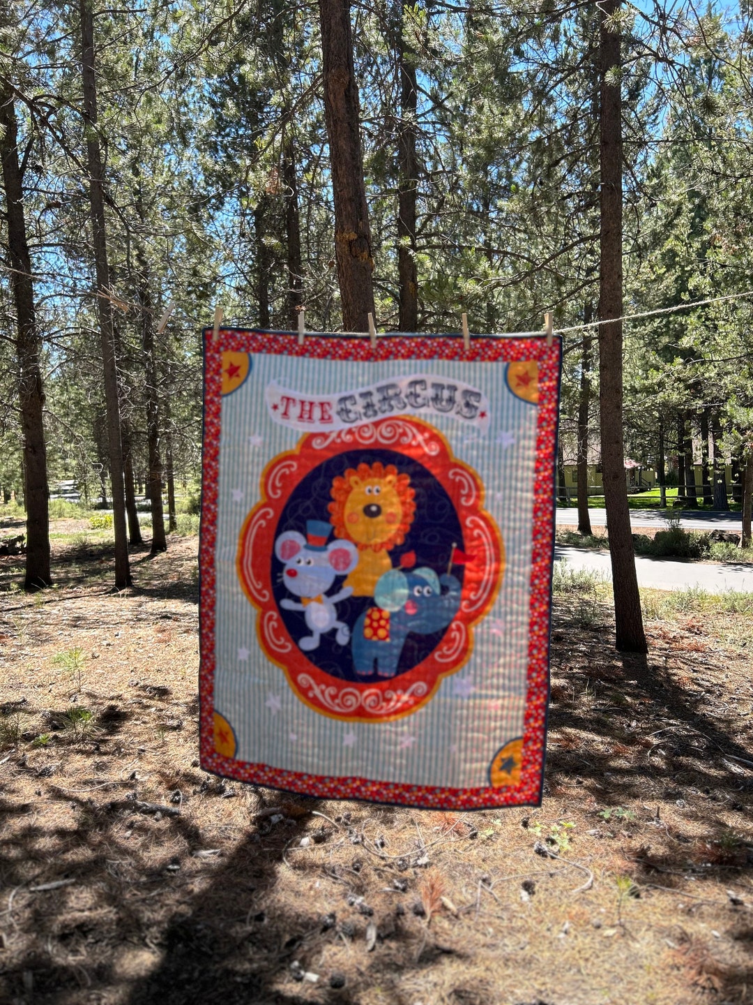 Circus Baby Quilt: Homemade Cotton Nursery Blanket (35x44) - Etsy