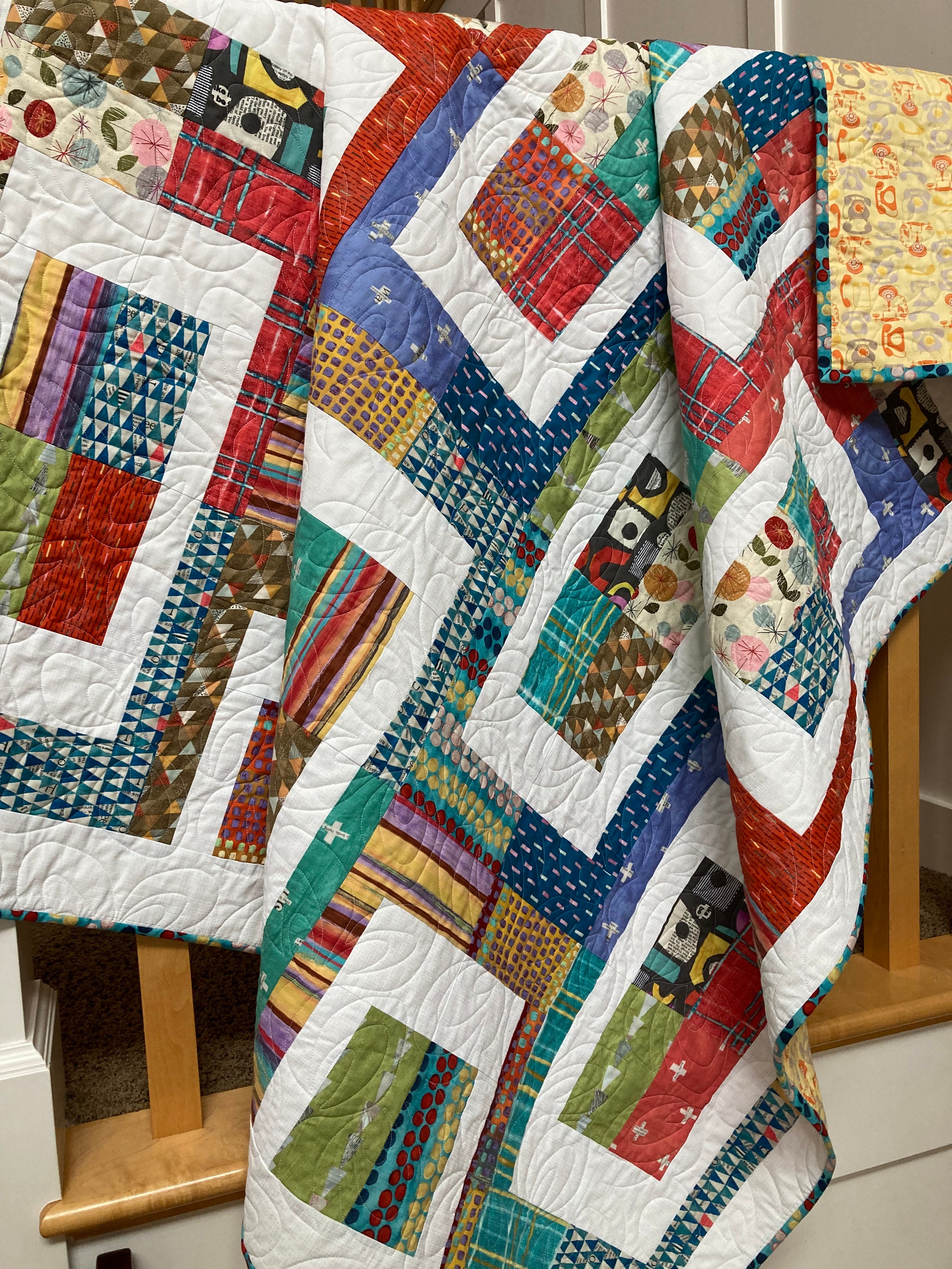 Colorful Boxes Throw Quilt, Modern Handmade Blanket, Ready to Ship - Etsy