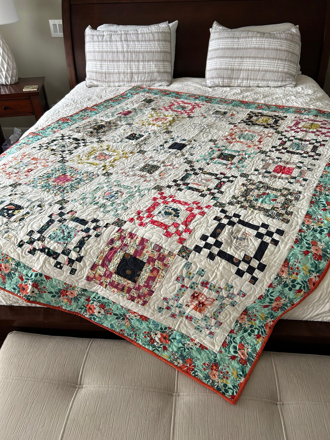 Flowerbox Throw Quilt, Flower Homemade Blanket, Ready to Ship - Etsy