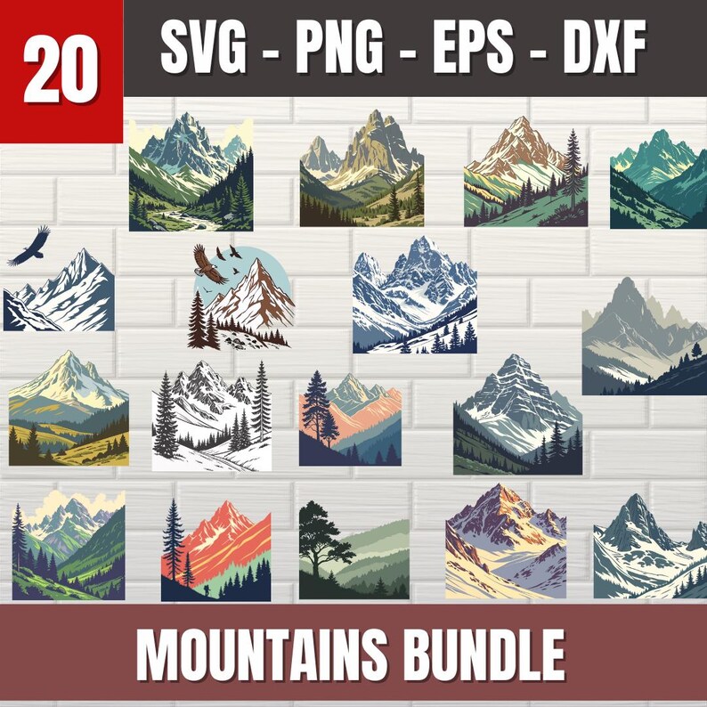 Mountain SVG Bundle: 20 Nature & Outdoor Designs (digital Download) - Etsy