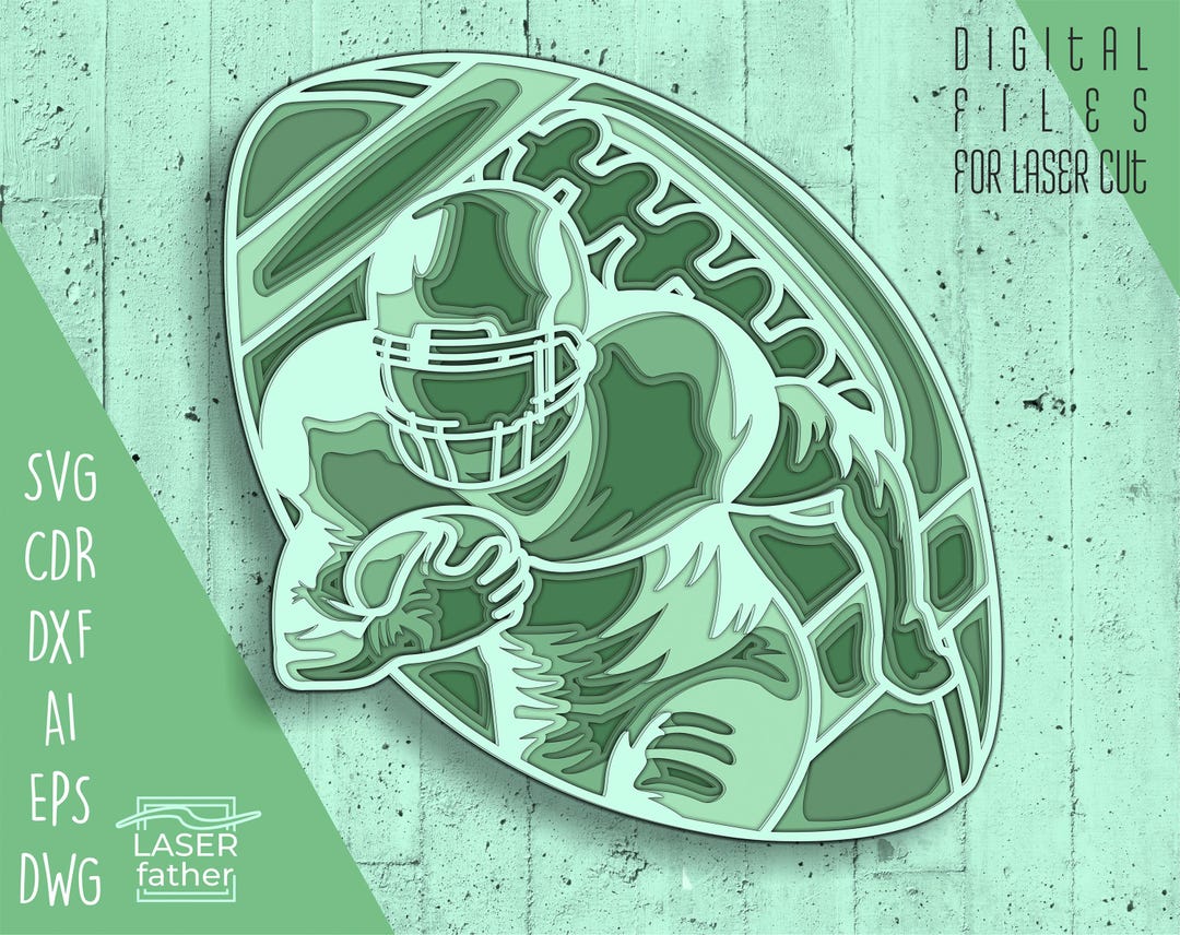 Multilayer SVG for Laser Cutting, American Football Ball Svg Eps Cdr Ai ...