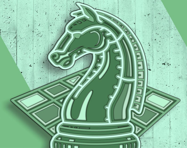 Multilayered SVG for Laser Cutting, Chess Knight Svg Eps Cdr Ai Dxf ...
