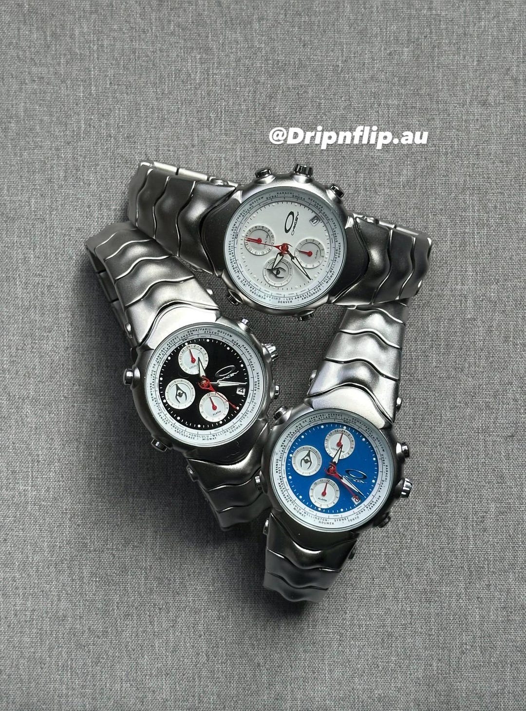Oakley Judge Chronograph Watch – Black/blue/white Dial, Matte Brushed ...