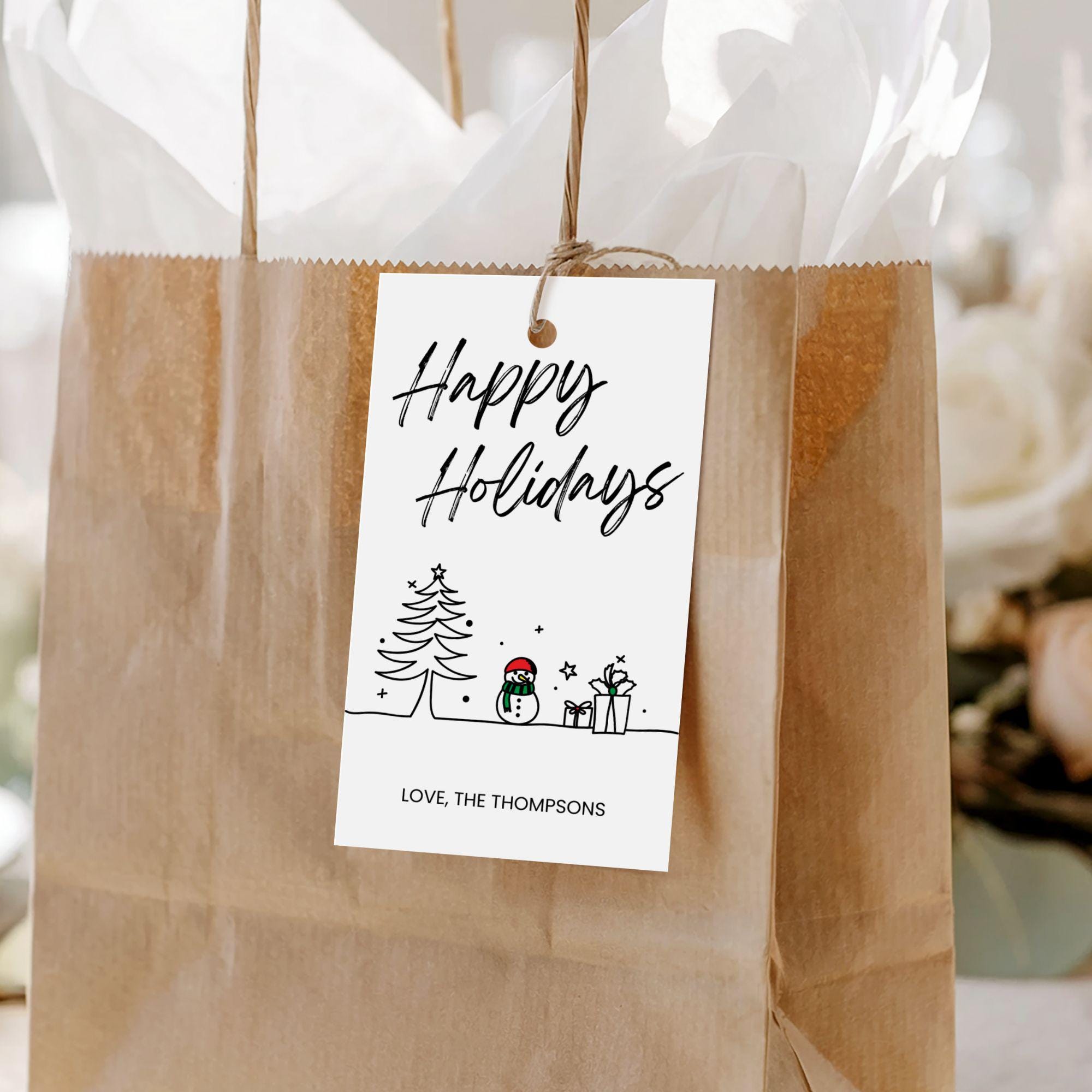 Editable Happy Holidays Printable Gift Tags, Editable Personalized ...