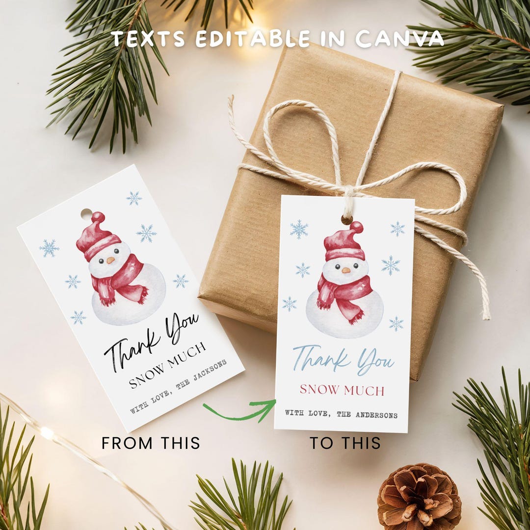 Editable Thanks Snow Much Tag, Teacher Student Kids Preschool, Holiday ...