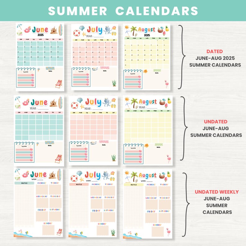Printable Kids Summer Planner 2025 Bundle, Summer Activities, Chore ...