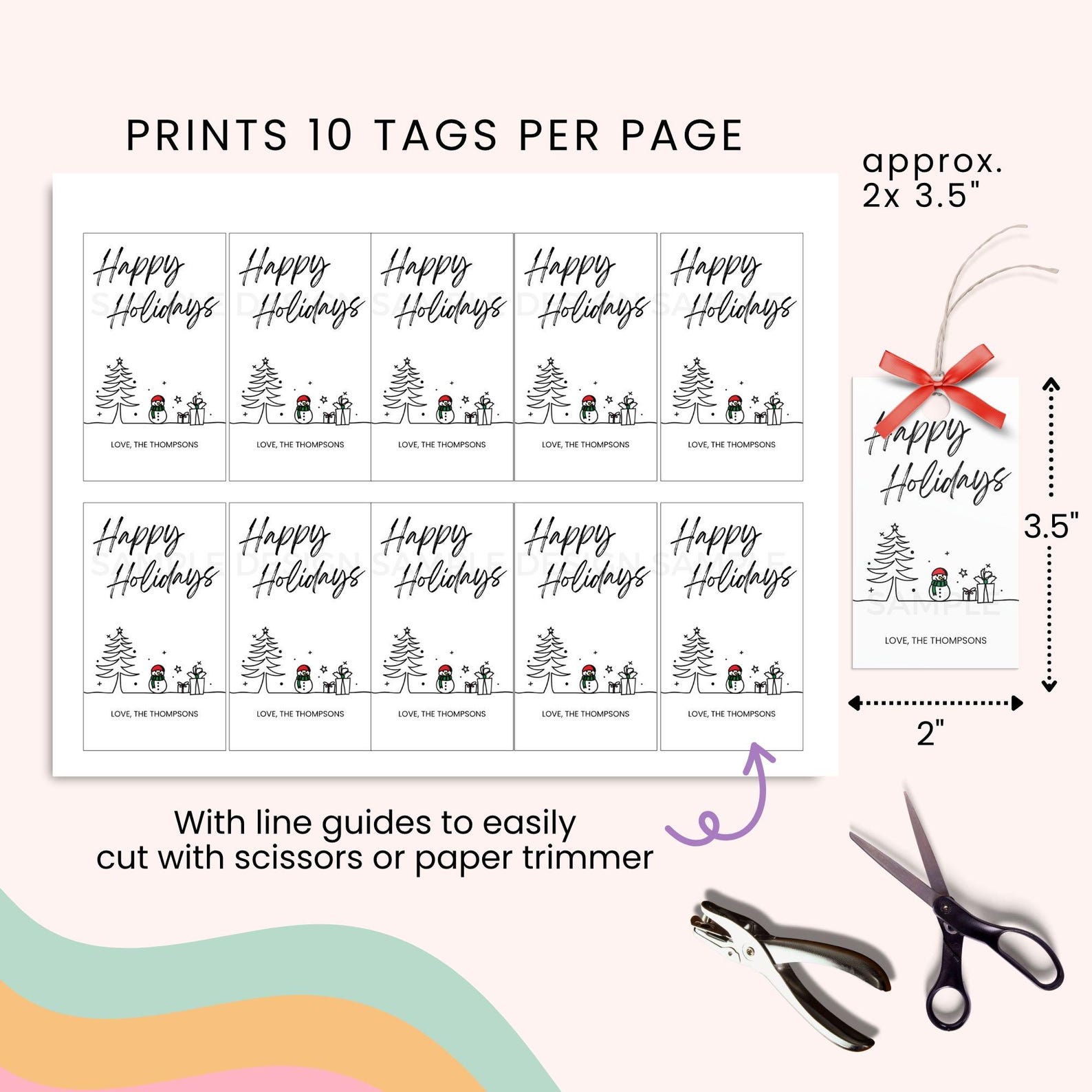 Editable Happy Holidays Printable Gift Tags, Editable Personalized ...