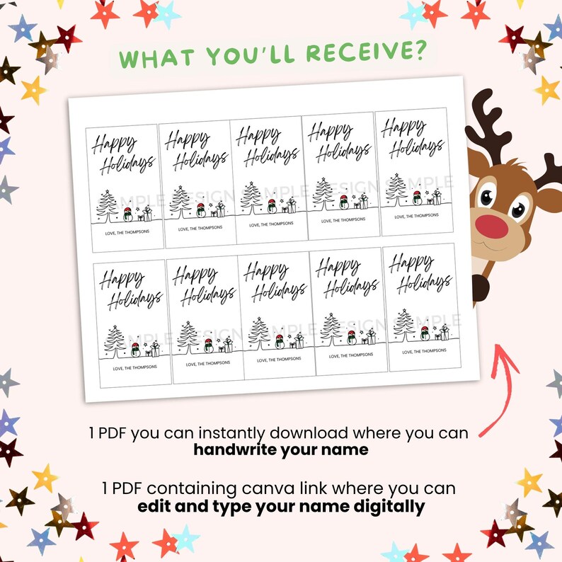 Editable Happy Holidays Printable Gift Tags, Editable Personalized ...