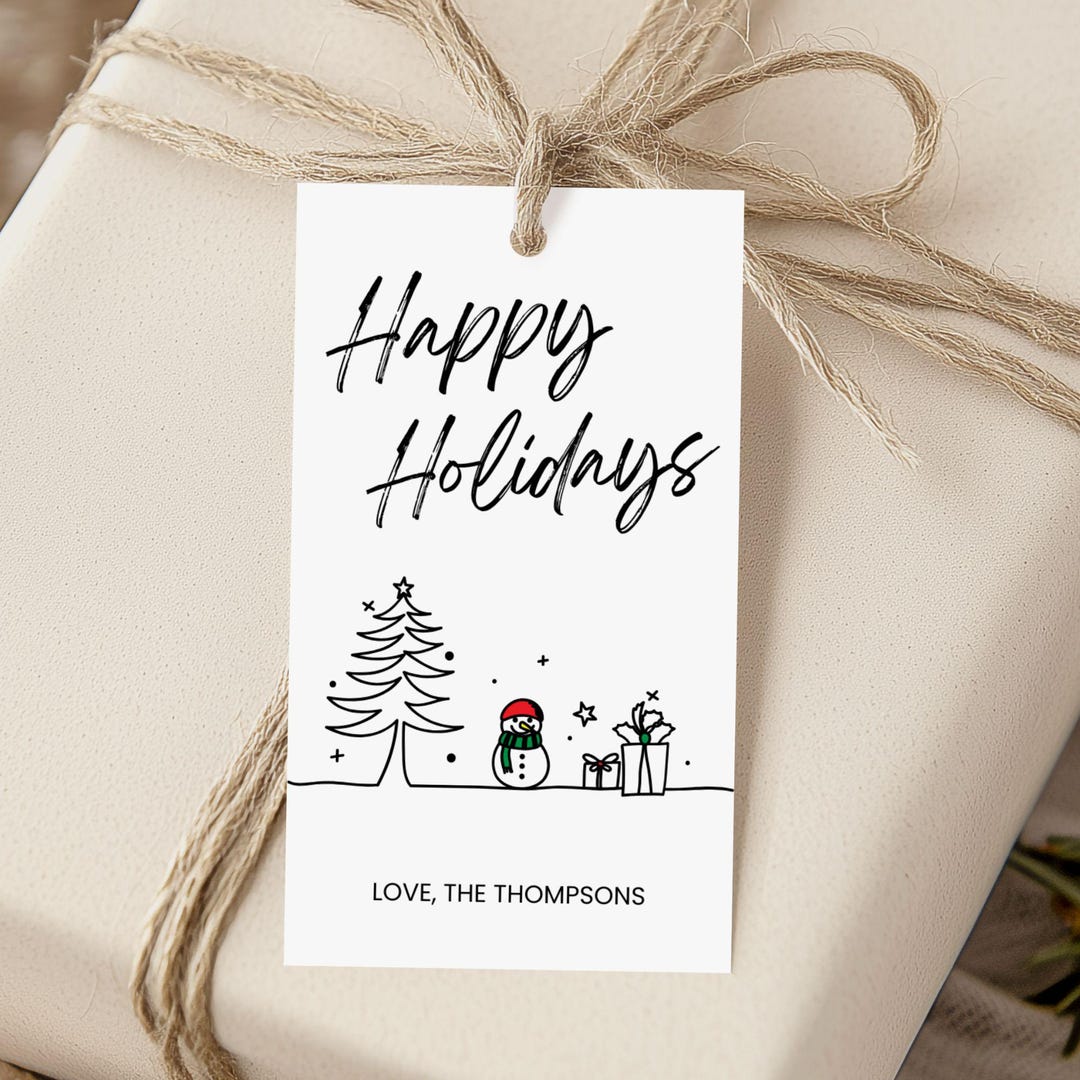 Editable Happy Holidays Printable Gift Tags, Editable Personalized ...