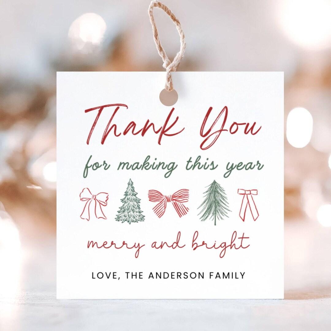 Editable Christmas Teacher Gift Tag Template, Printable Thank You, Kid ...
