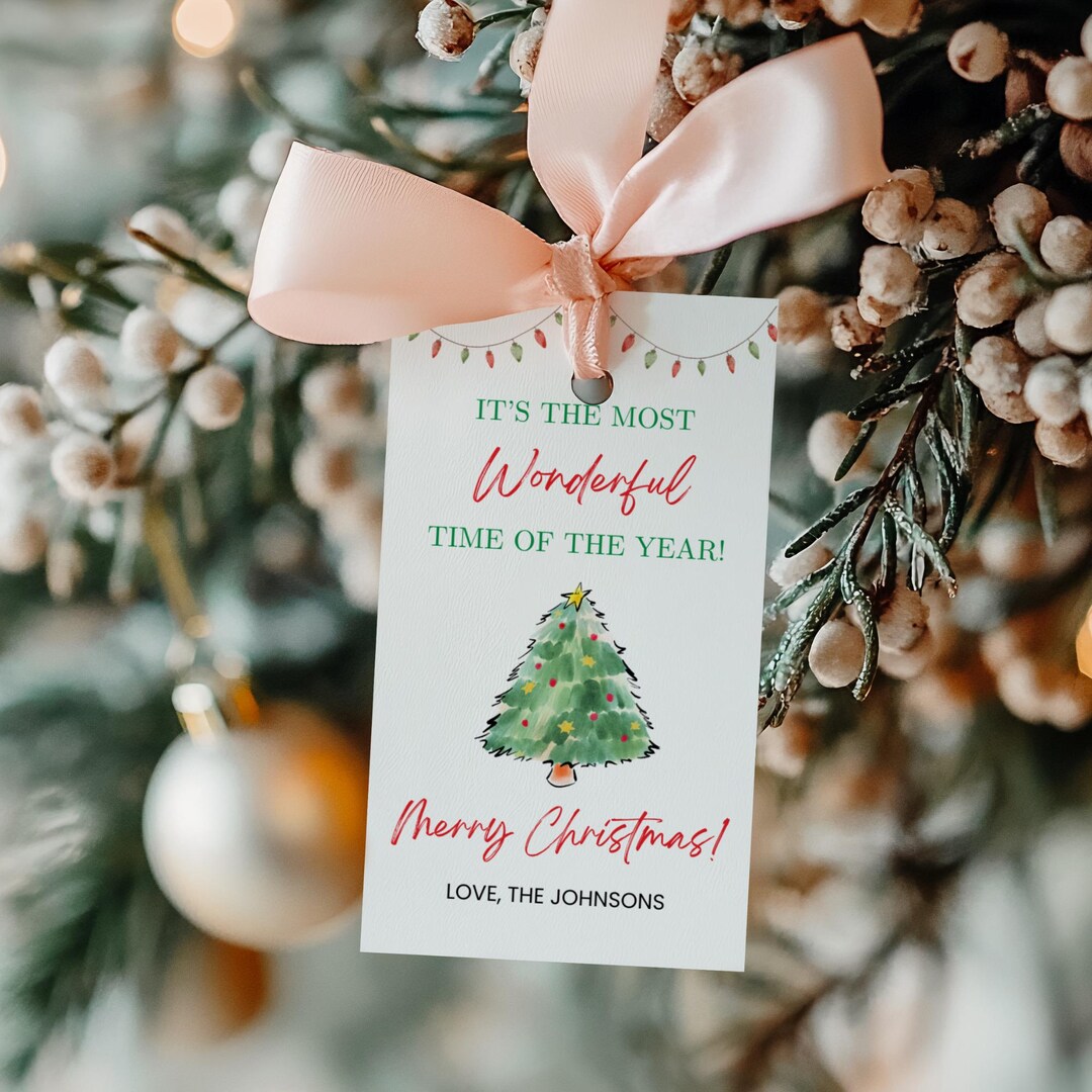 Editable Christmas Tag Template It’s the Most Wonderful Time, Printable ...
