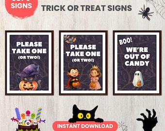 Please Take One Sign Halloween Printable, Out of Candy Sign, Trick or ...
