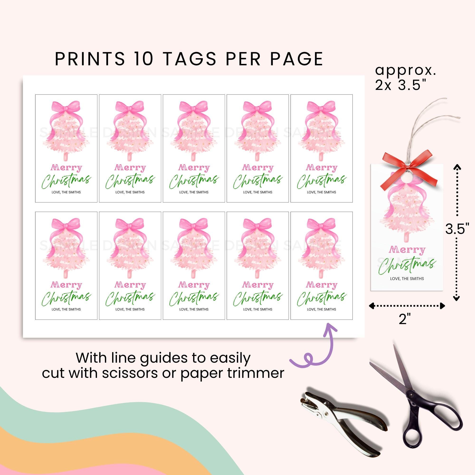 Editable Christmas Gift Tags Template, Pink Holiday Tags, Printable ...