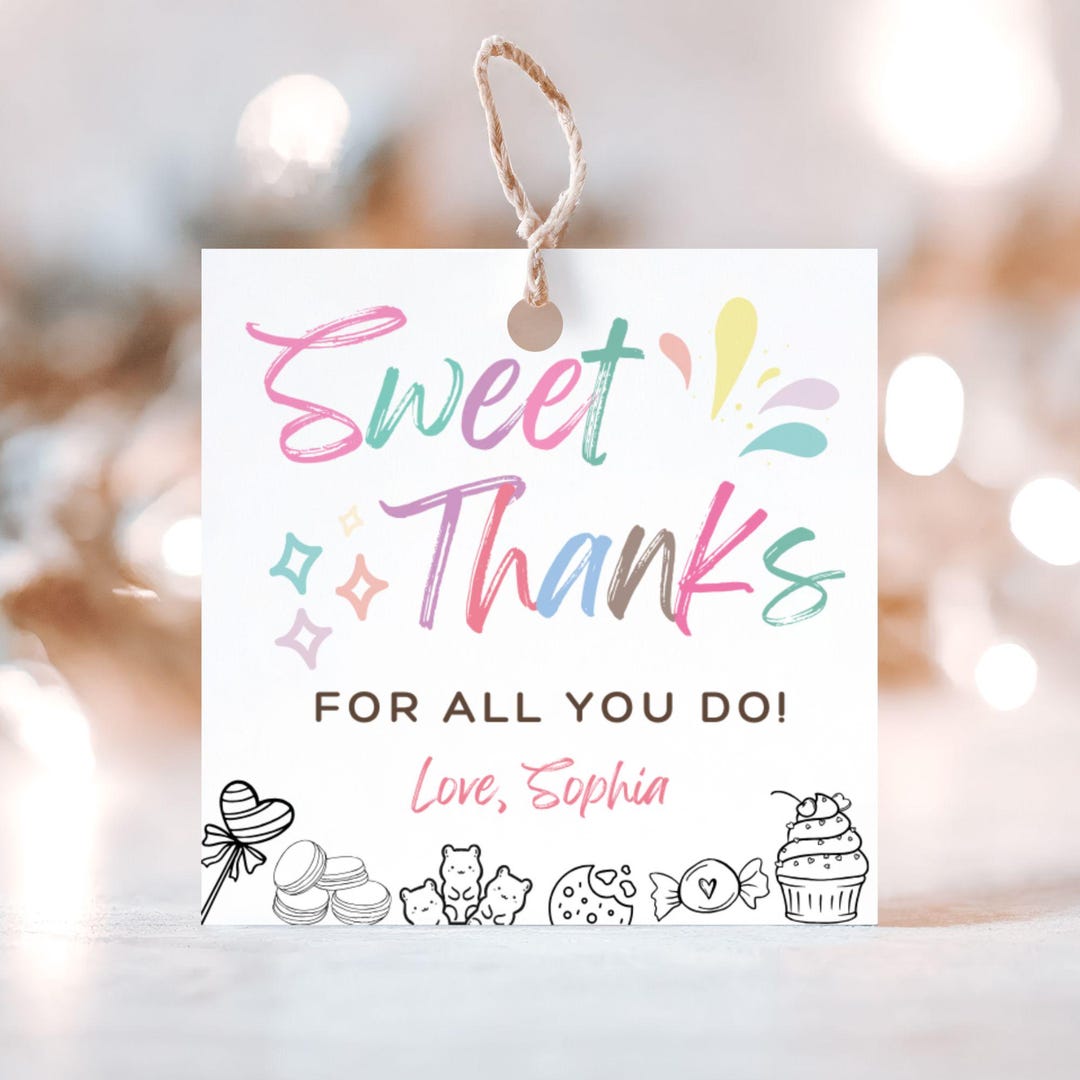 Editable Sweet Treat Bag Gift Tag, Thanks Cookie Tag, Trick or Treat ...