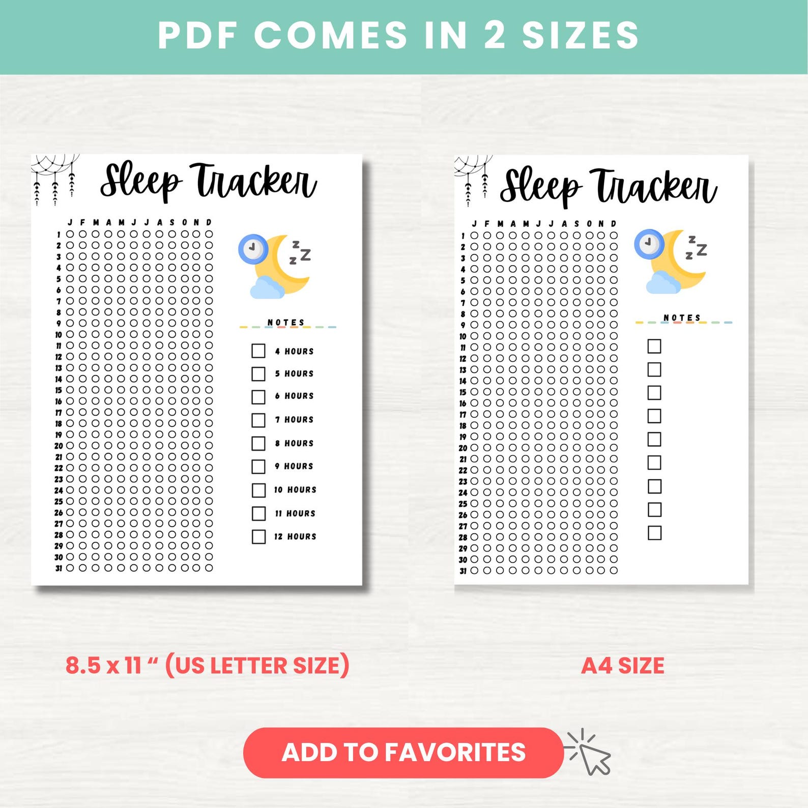 Yearly Sleep Tracker Printable, Sleep Log & Sleep Cycle Chart, Monthly ...