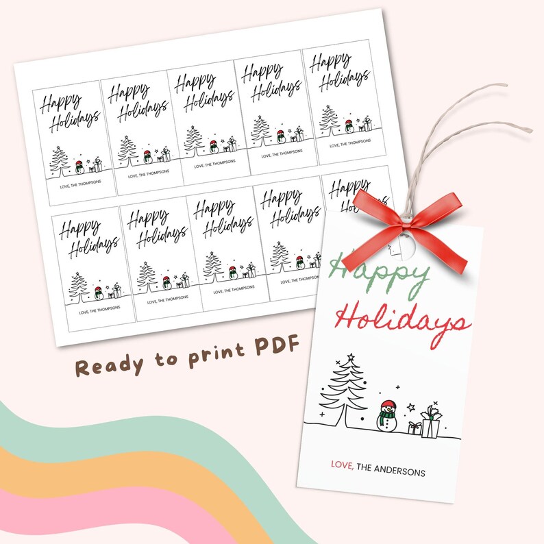 Editable Happy Holidays Printable Gift Tags, Editable Personalized ...