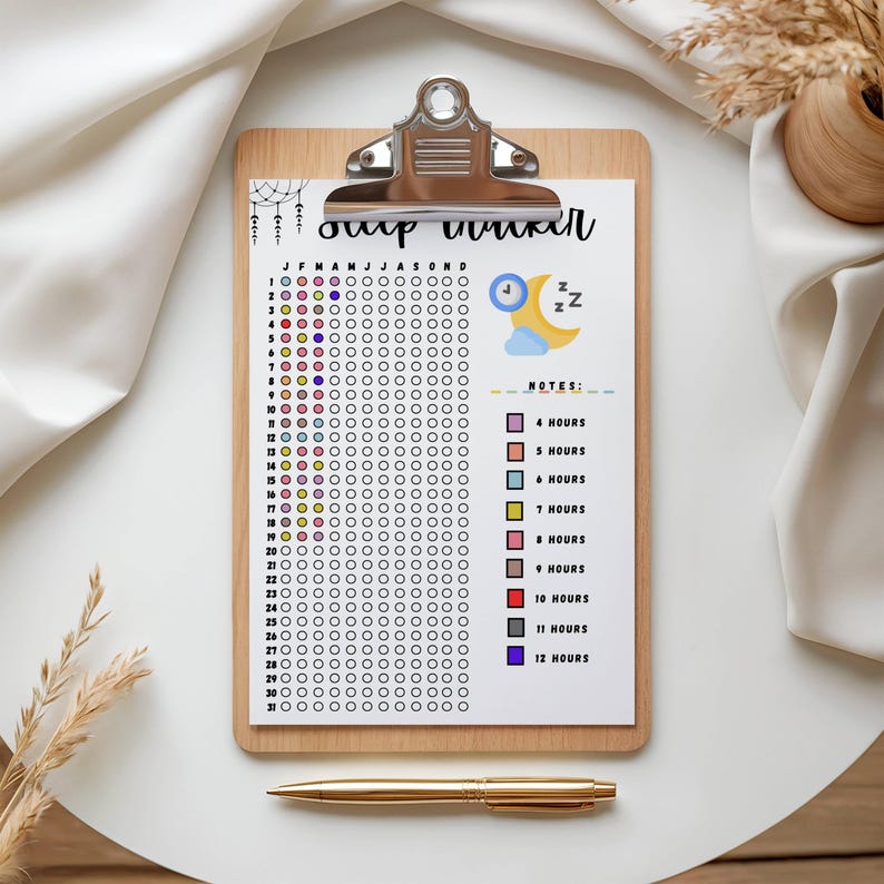 Yearly Sleep Tracker Printable, Sleep Log & Sleep Cycle Chart, Monthly ...