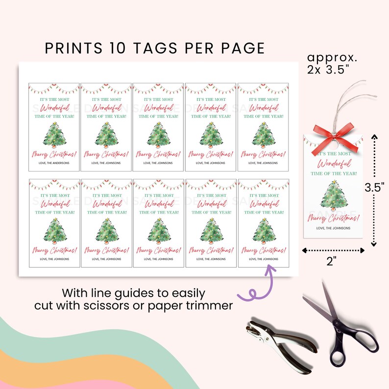 Editable Christmas Tag Template It’s the Most Wonderful Time, Printable ...