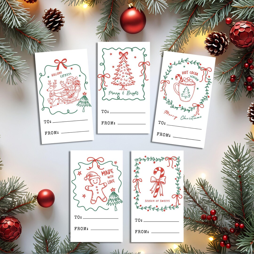 Editable Christmas Gift Tags, Bundle Holiday Tags Printable, DIY Canva ...