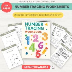Number Tracing Worksheets 0-20 Printable, Preschool & Kindergarten Math ...