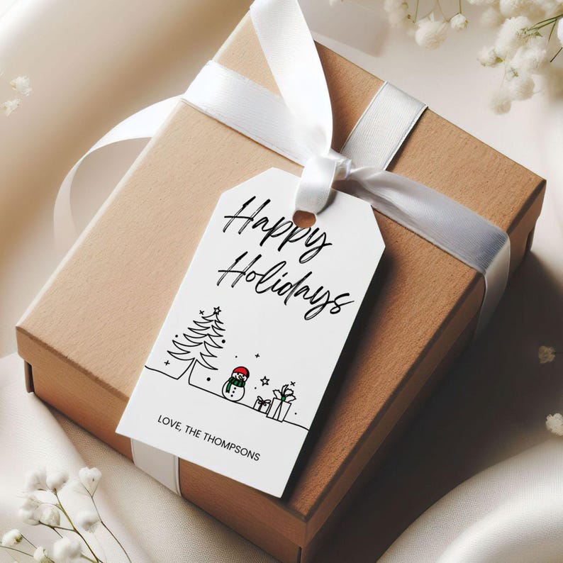Editable Happy Holidays Printable Gift Tags, Editable Personalized ...