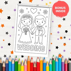 Personalized Wedding Coloring Placemat for Kids, Editable Placemat ...
