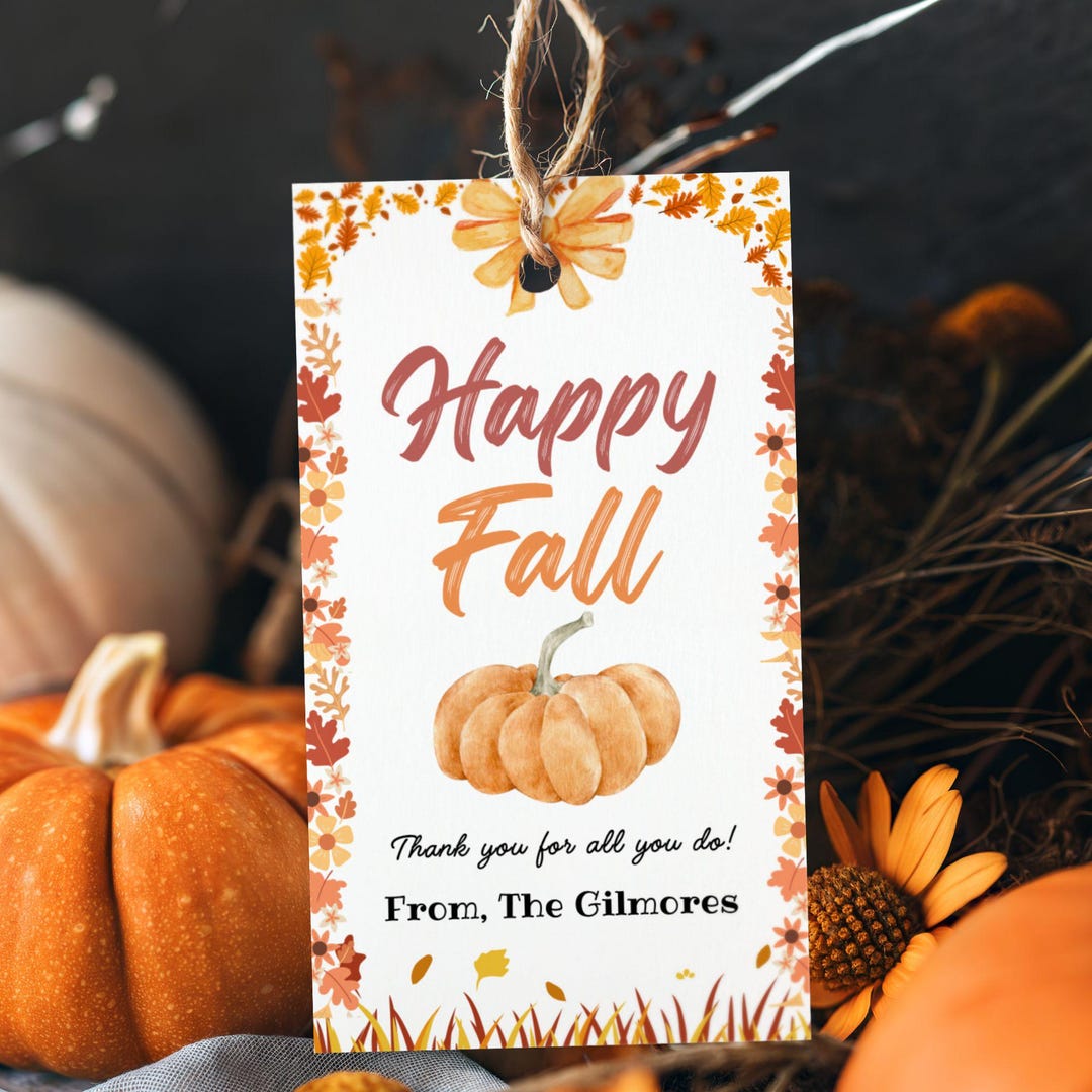 Editable Happy Fall Tag Template, Printable Hello Fall Gift Tag, Autumn ...