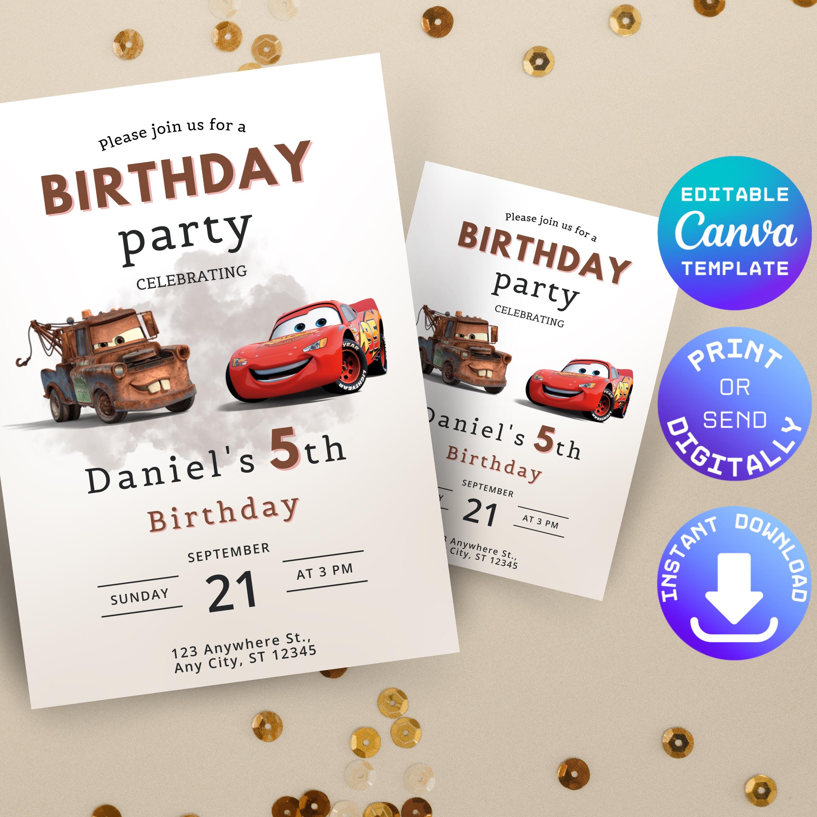 Cars Birthday Invitation | Cars Birthday Invite | Personalized Editable ...