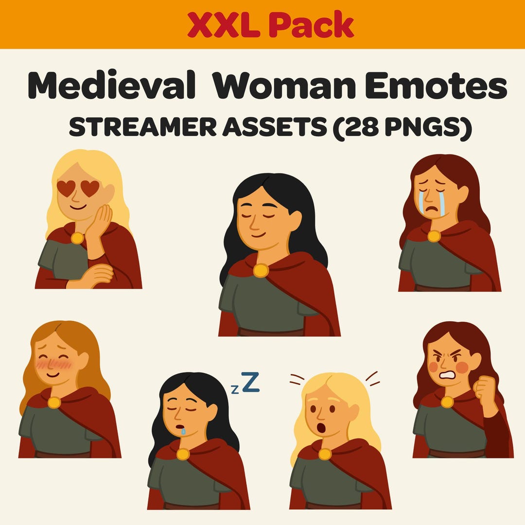 Medieval Woman Emotes XXL Pack – Characters Icons for Twitch, Discord ...
