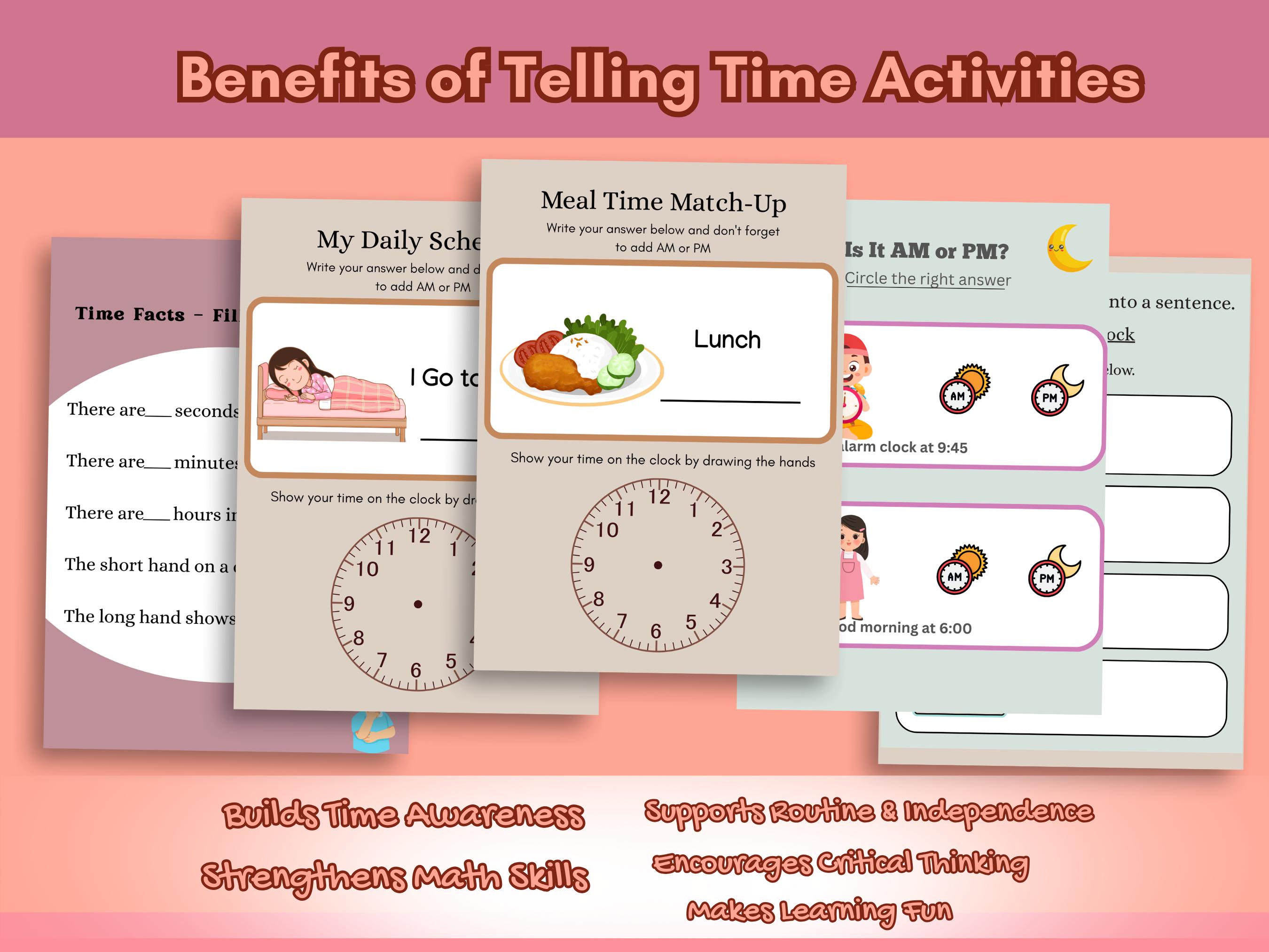 Telling Time Activities for Kids | Analog Time Activities | AM and PM ...