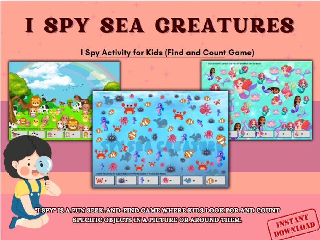 I SPY Activities | I Spy Sea Creatures, Mermaid, Princess, Land Animals ...
