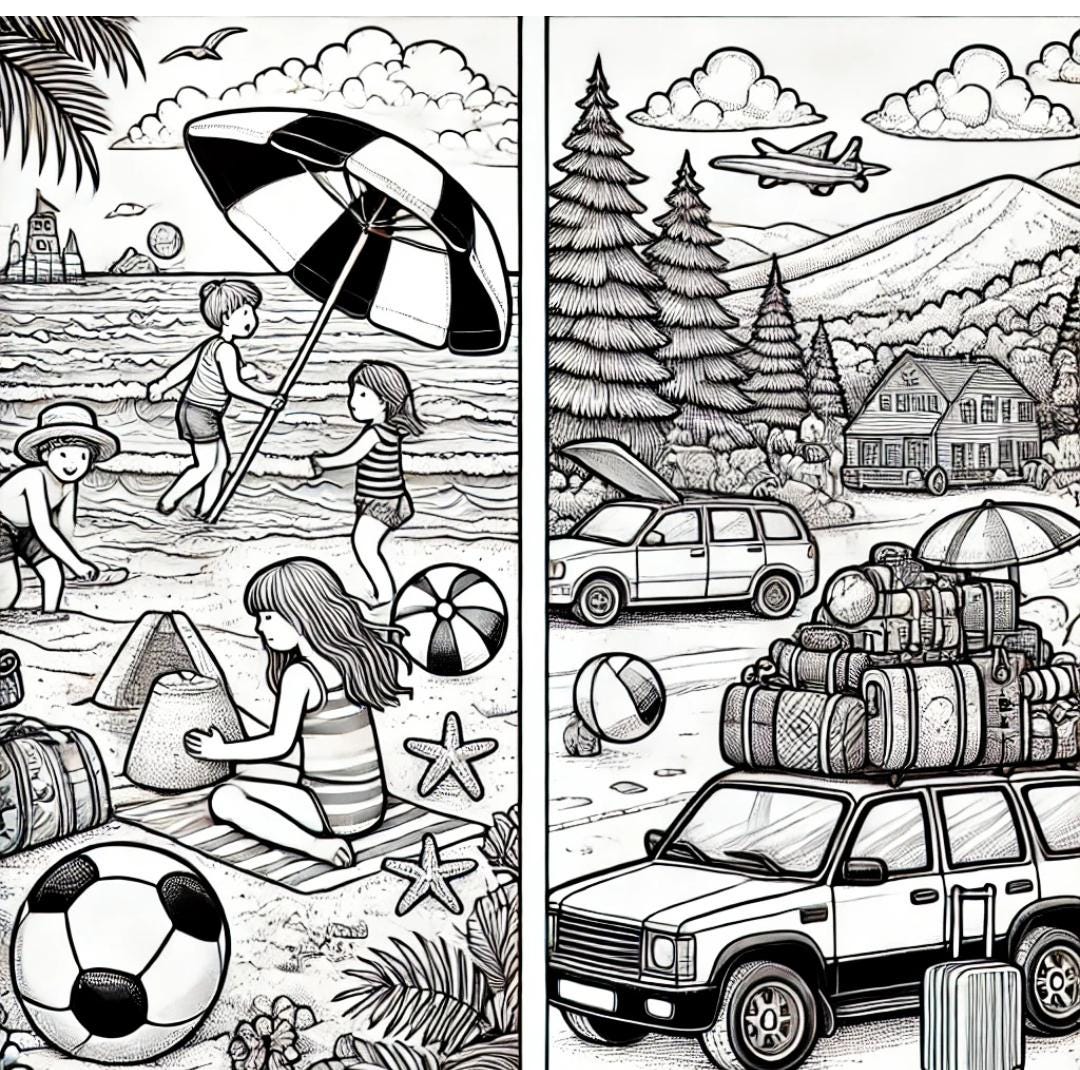 Exciting Summer Coloring Pages Pack: 16 Printable A4 Sheets | Vacation ...