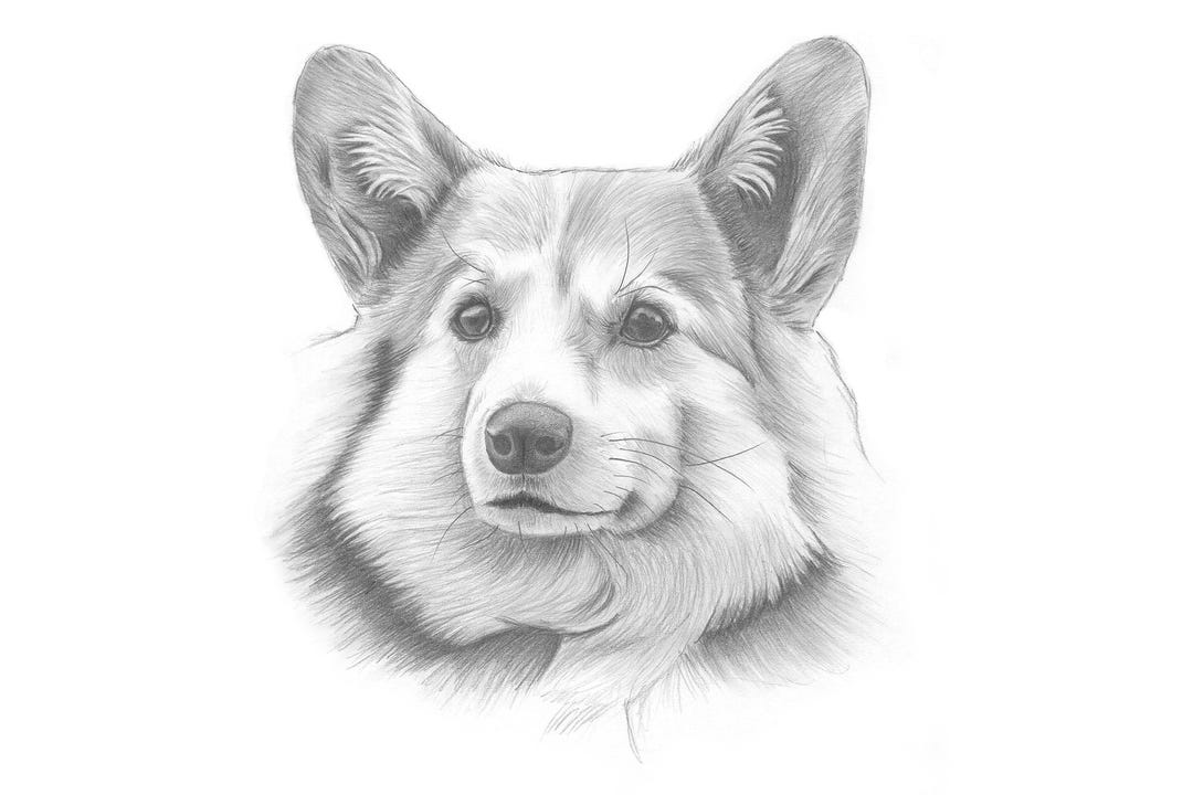 PRINT Welsh Corgi - Graphite Pencil Drawing - Wall Art Print - Digital ...