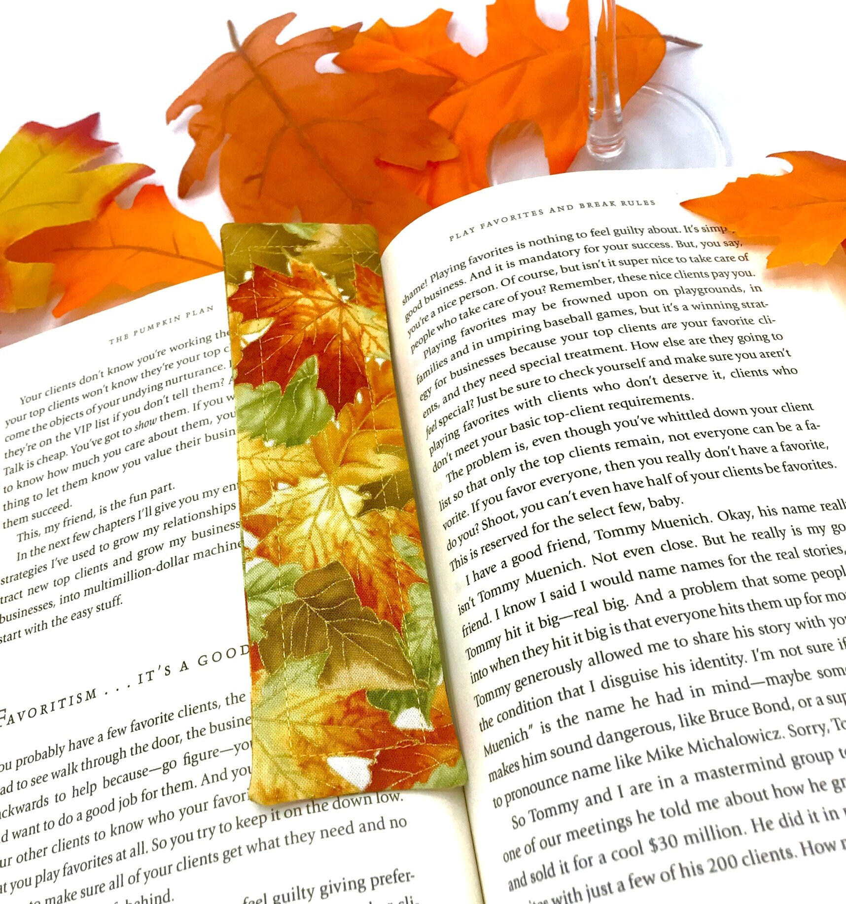 Fall Leaves Bookmark / Reading Gift / Book Lover Gift / Fabric Bookmark ...