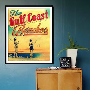Vintage Beach Art of Gulf Coast Beaches, Coastal Wall Art, Vintage ...