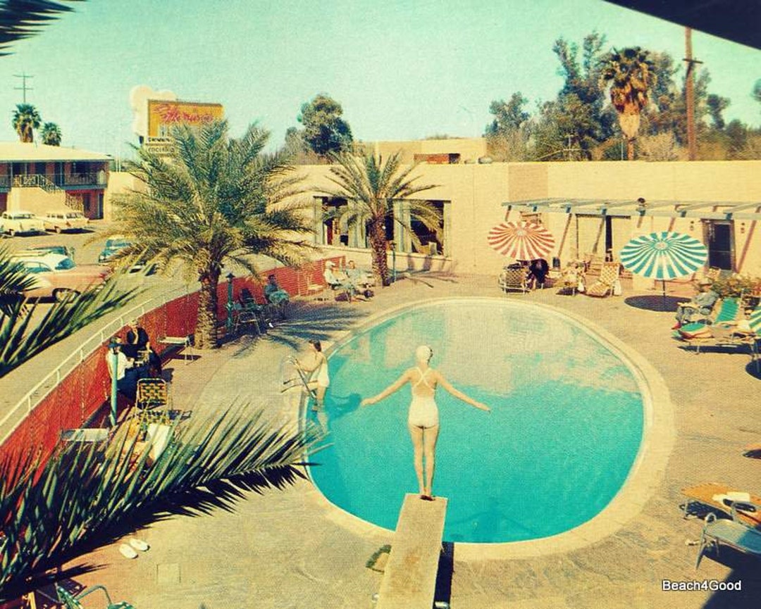 Mid Century Art Prints, Retro Motel Swimming Pool Art, MCM Home Decor ...