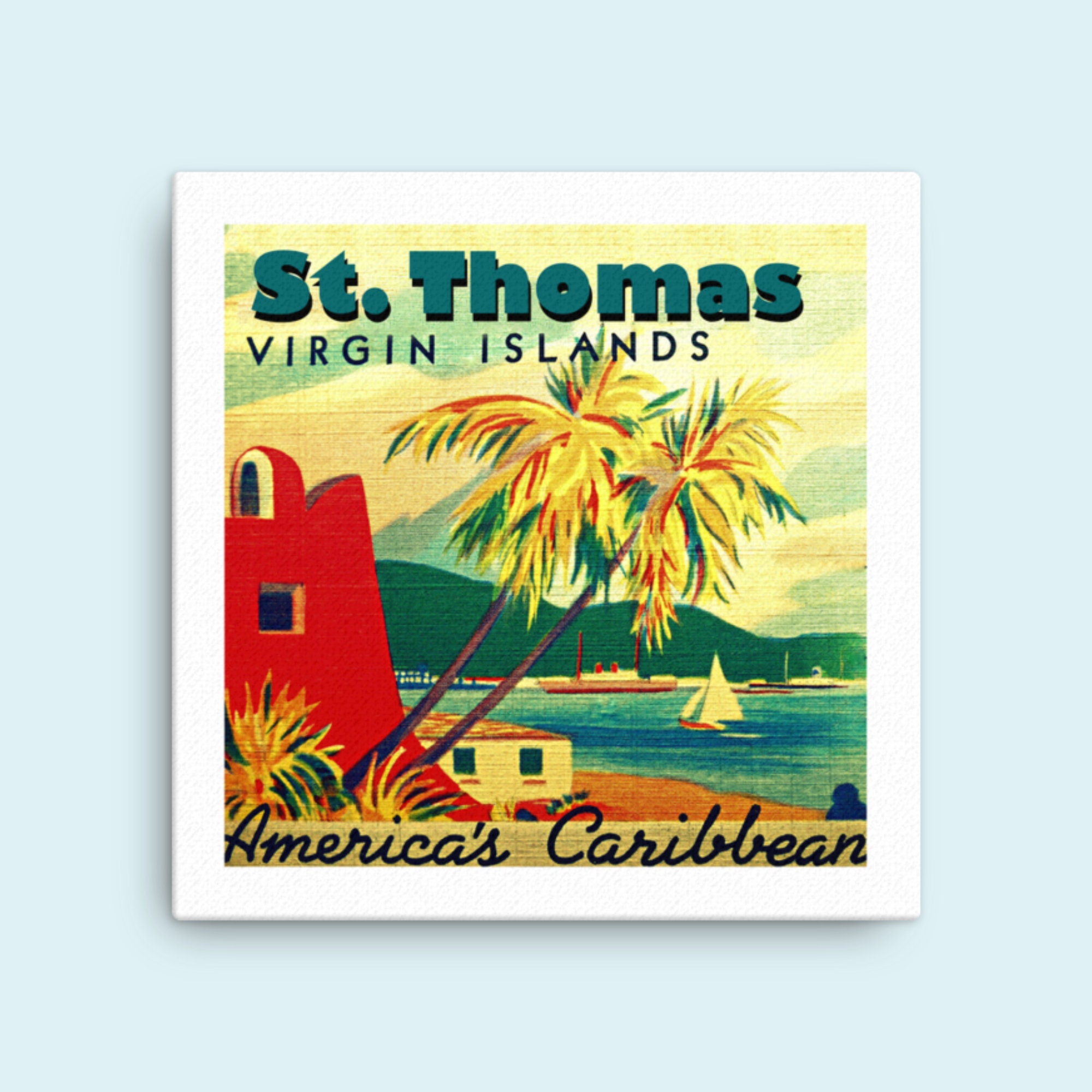 Vintage St Thomas Art US Virgin Islands Print on Canvas St | Etsy