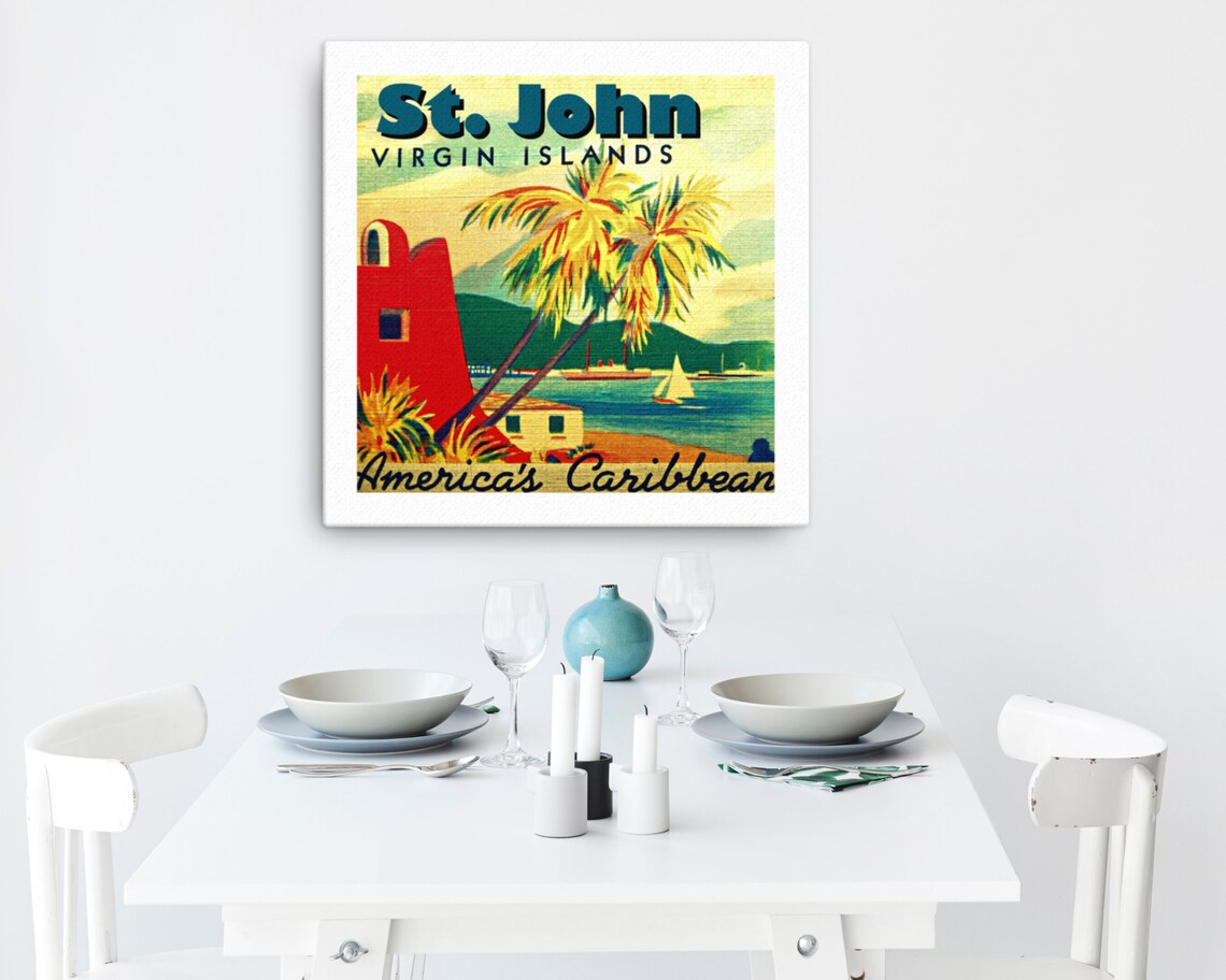 Vintage St Thomas Art US Virgin Islands Print on Canvas St | Etsy