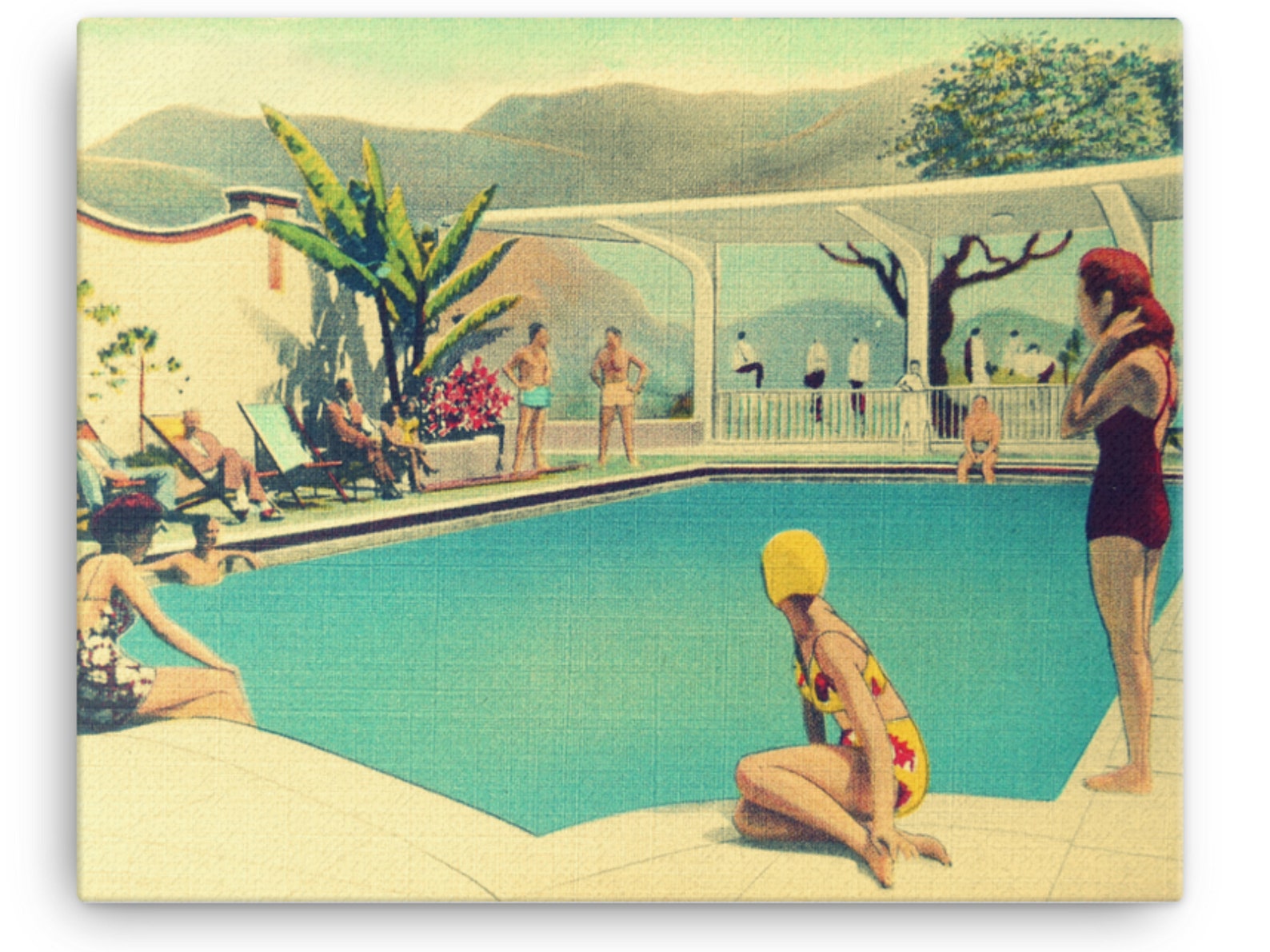 Vintage Beach Art on 16x20 Canvas Beach Canvas Art Vintage - Etsy